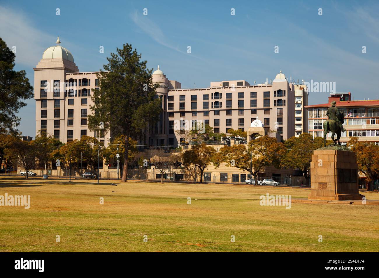 The Sheraton Pretora hotel, Gen Louis Botha horseback riding monument ...