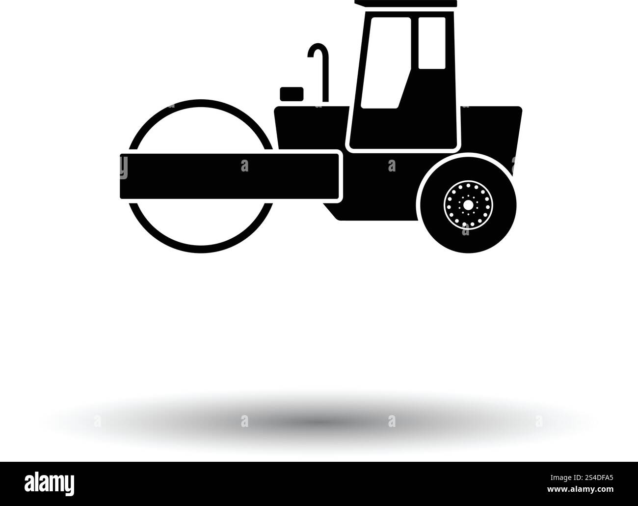 Icon of road roller. White background with shadow design. Vector ...