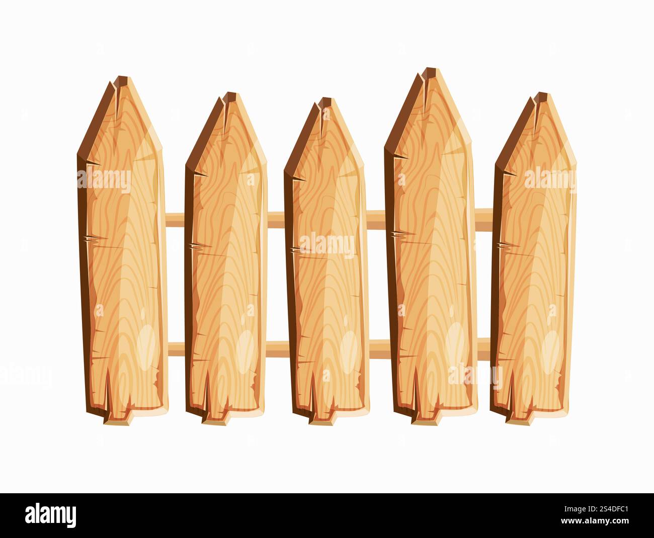 Cartoon rural wooden fence for garden structure vector flat ...