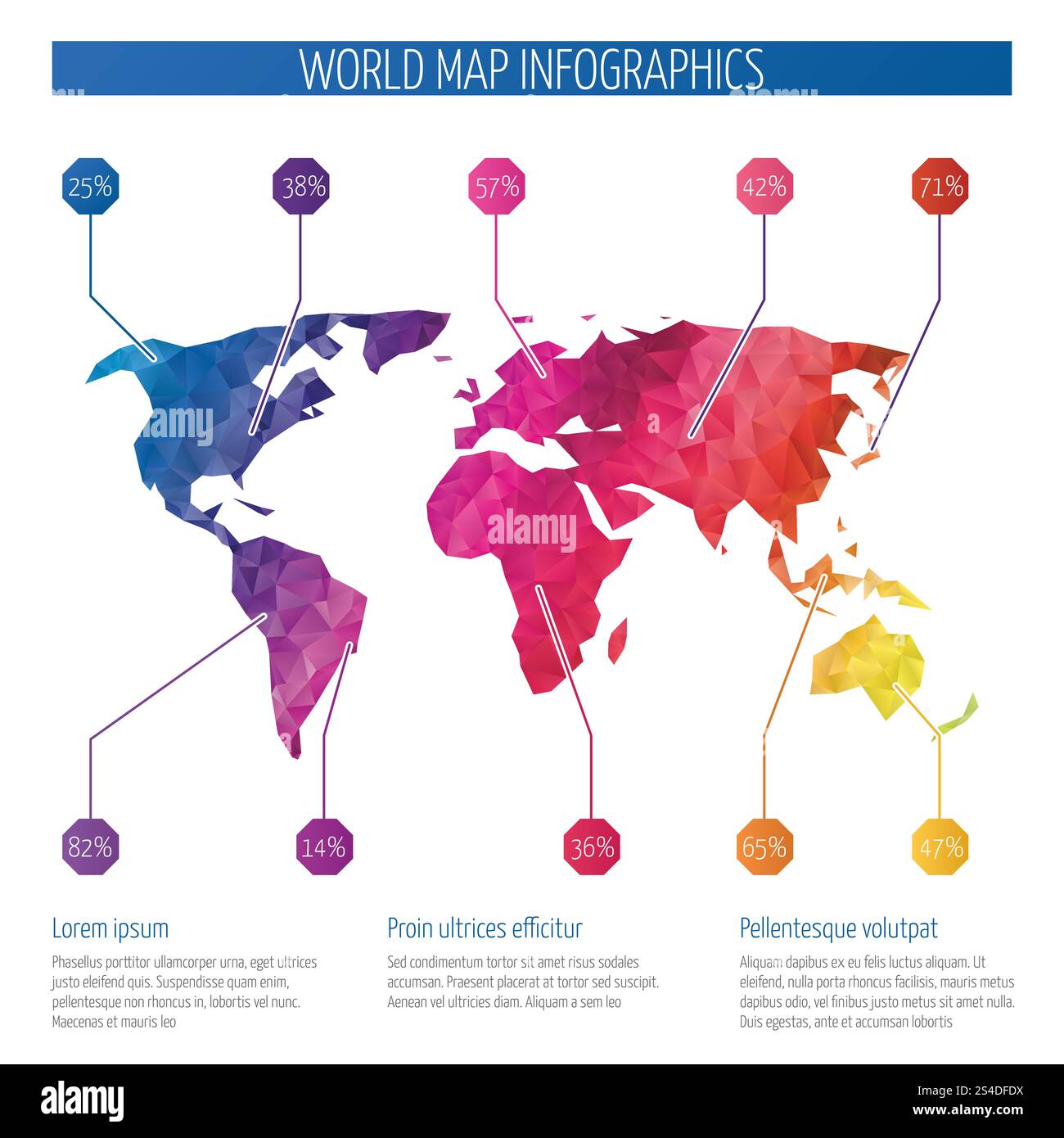 Origami world map, polygonal earth map vector infographics. Triangular ...