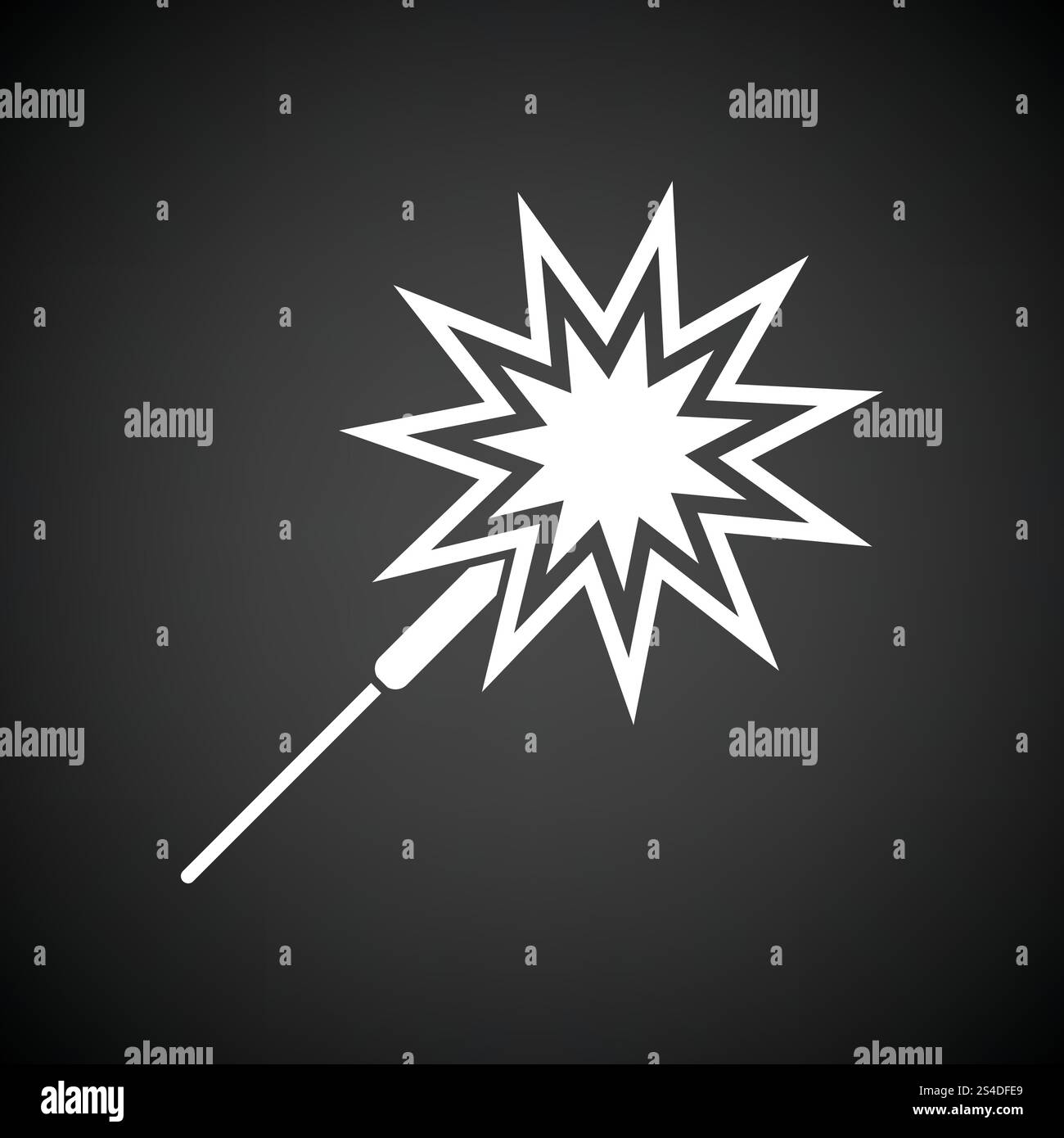 Party sparkler icon. Black background with white. Vector illustration ...