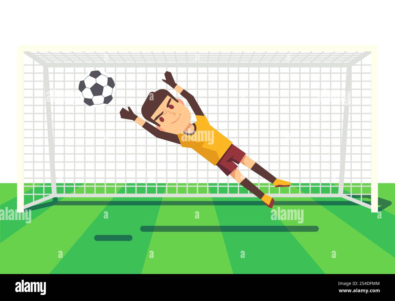 Soccer goalkeeper catching a ball illustration. Man player team vector ...