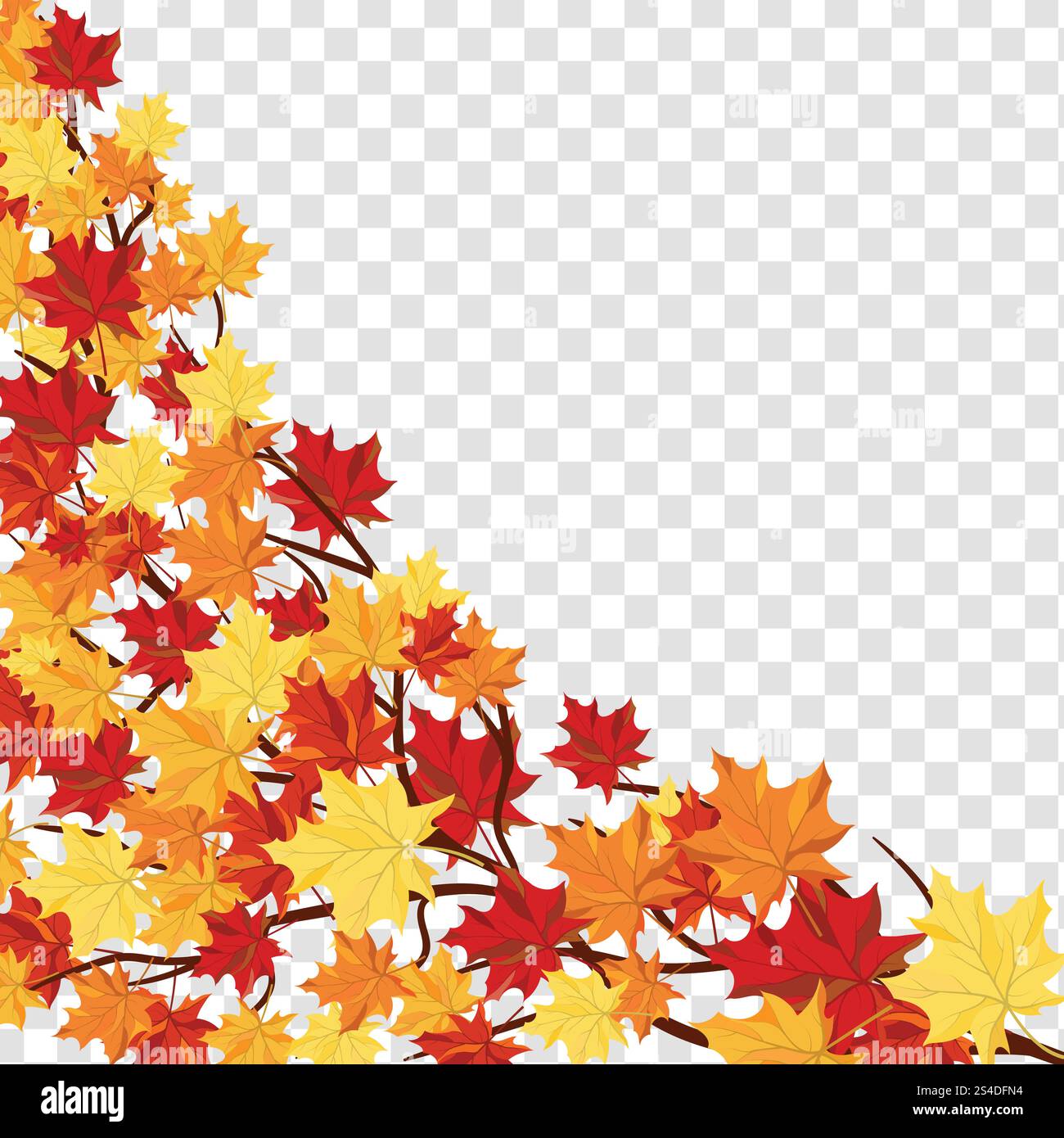 Autumn Frame With Falling Maple Leaves on transparency (alpha) grid ...