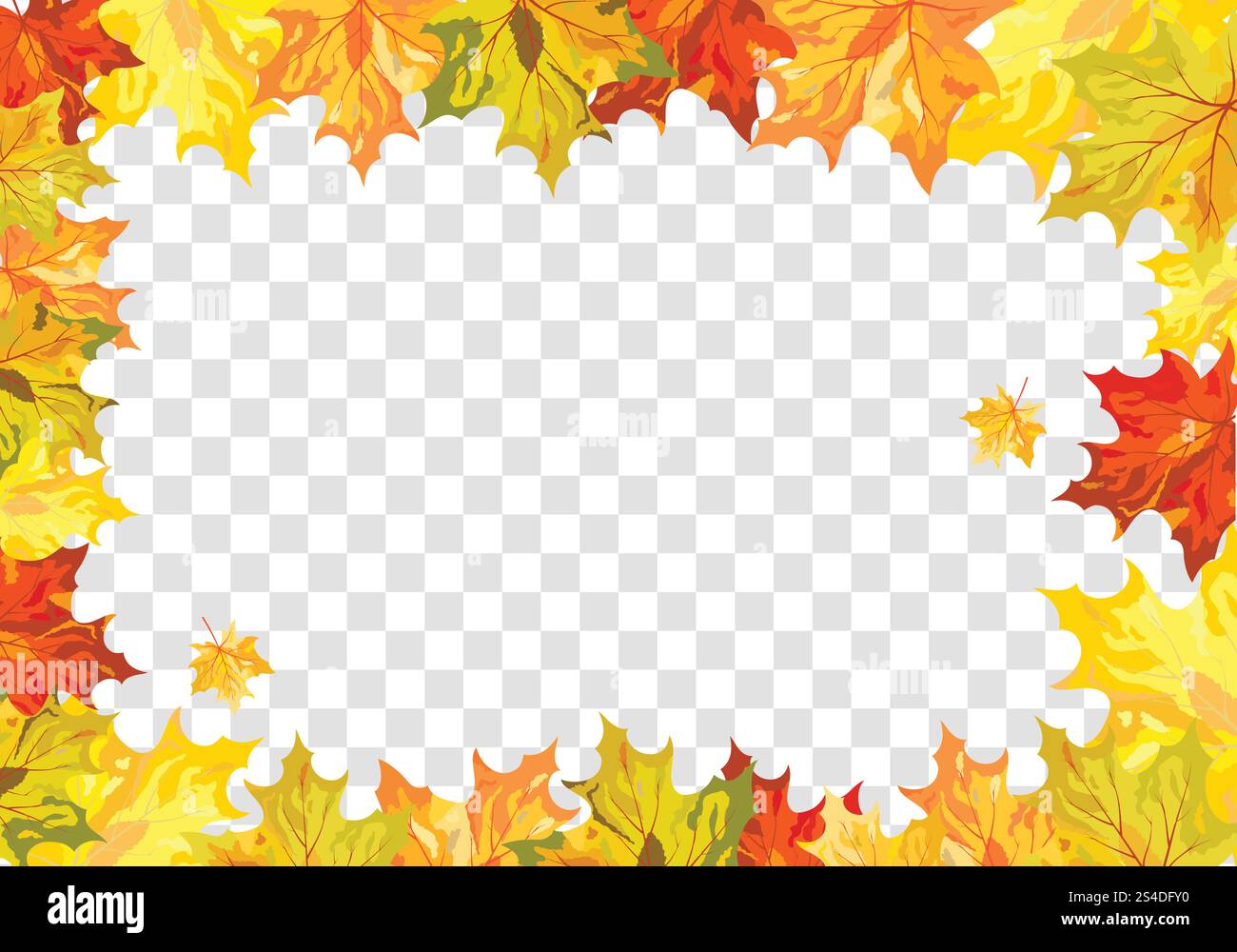 Autumn Frame With Falling Maple Leaves on transparency (alpha) grid ...