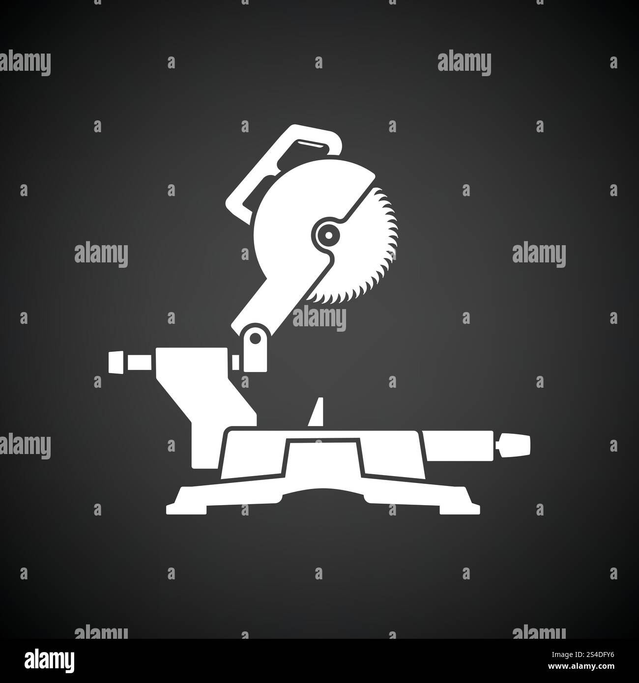 Circular end saw icon. Black background with white. Vector illustration ...