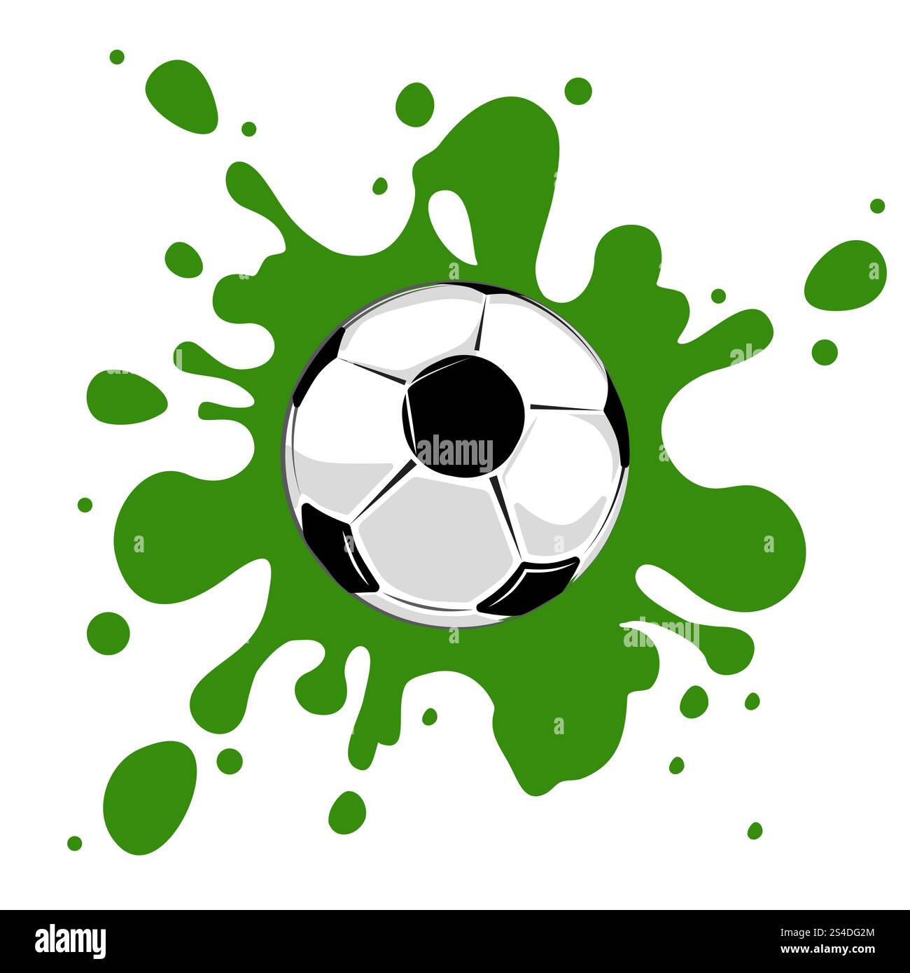 Soccer ball green splatter vector illustration. Abstract splash and ...