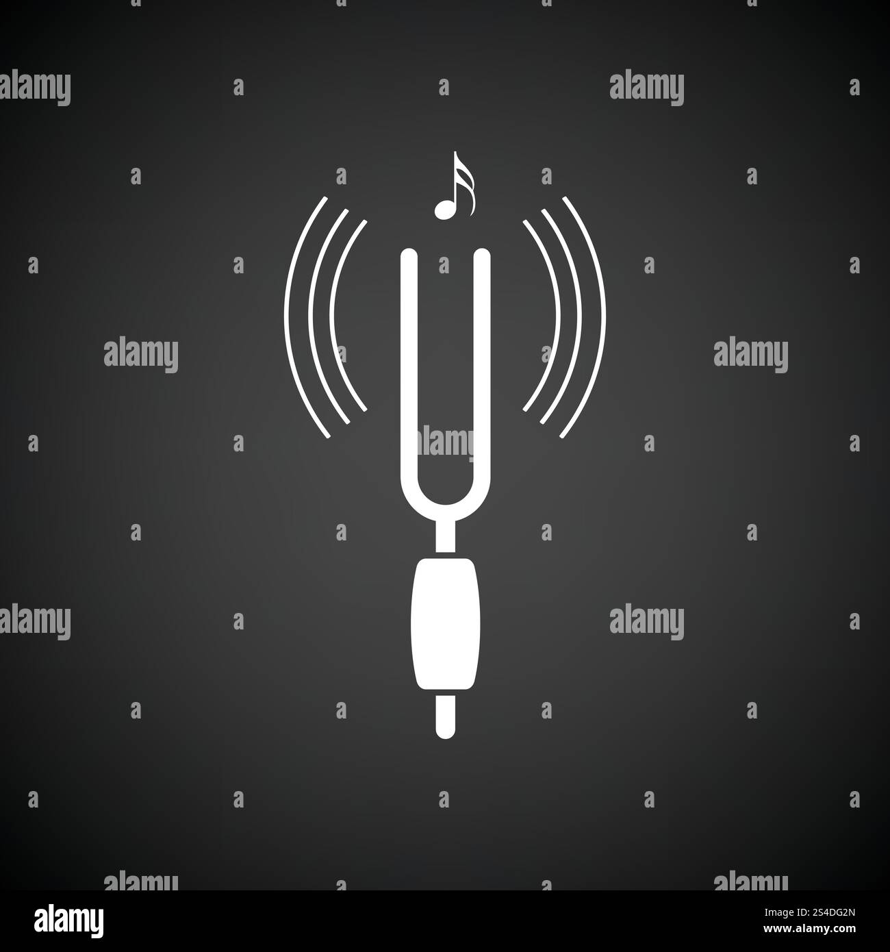 Tuning fork icon. Black background with white. Vector illustration ...