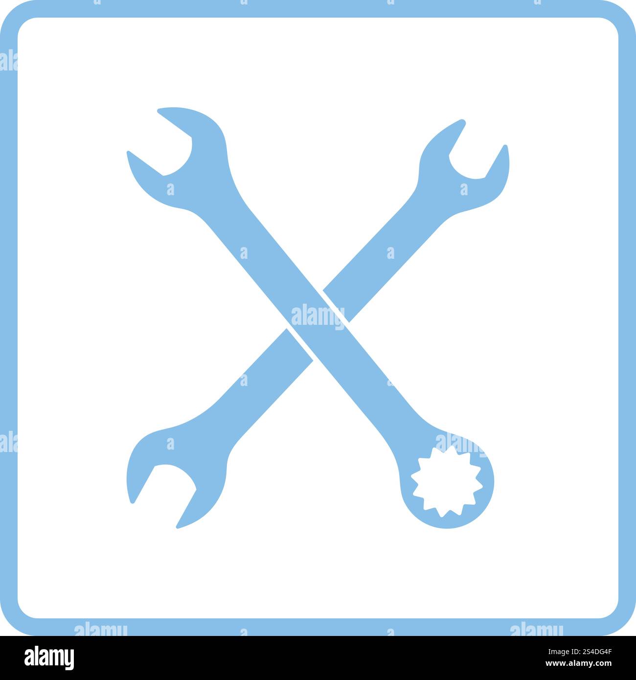 Crossed wrench icon. Blue frame design. Vector illustration Stock ...