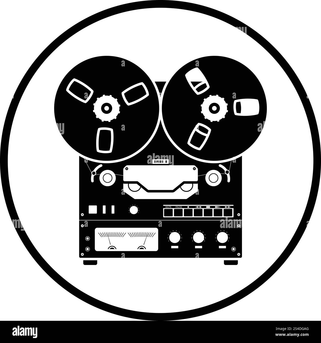 Reel tape recorder icon. Thin circle design. Vector illustration Stock Vector Image & Art - Alamy