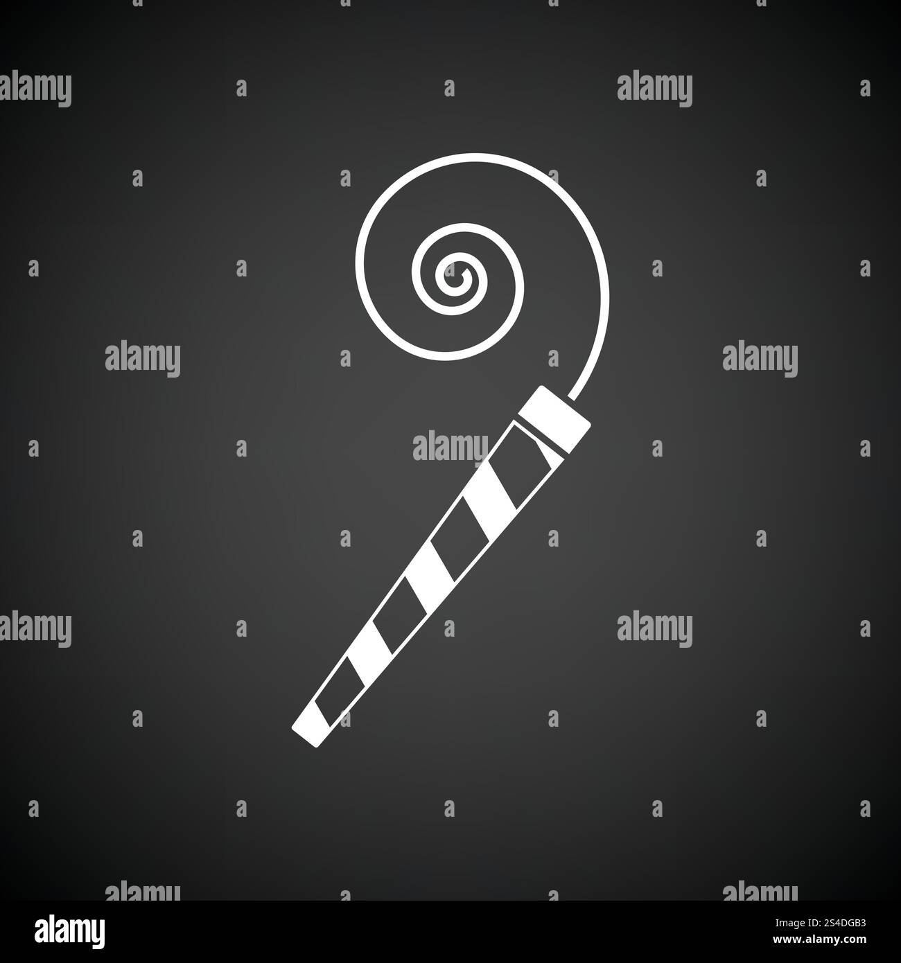 Party whistle icon. Black background with white. Vector illustration ...