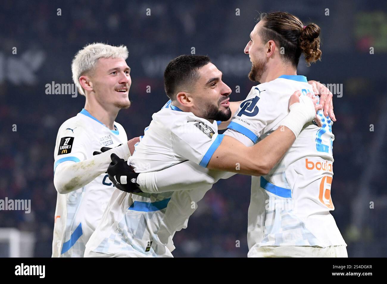 France. 11th Jan, 2025. 03 Quentin MERLIN (om) - 08 Neal MAUPAY (om ...