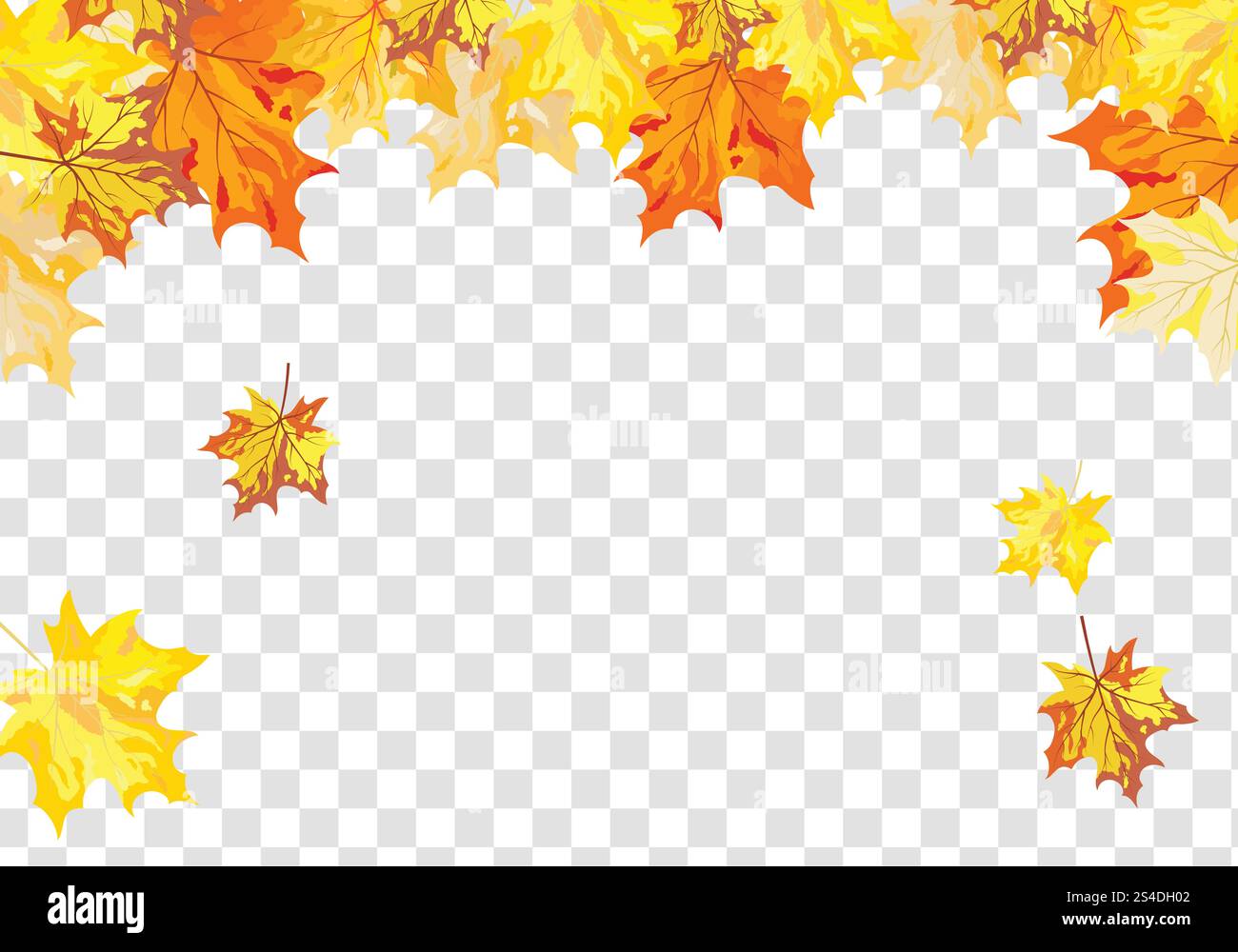 Autumn Frame With Falling Maple Leaves on transparency (alpha) grid ...