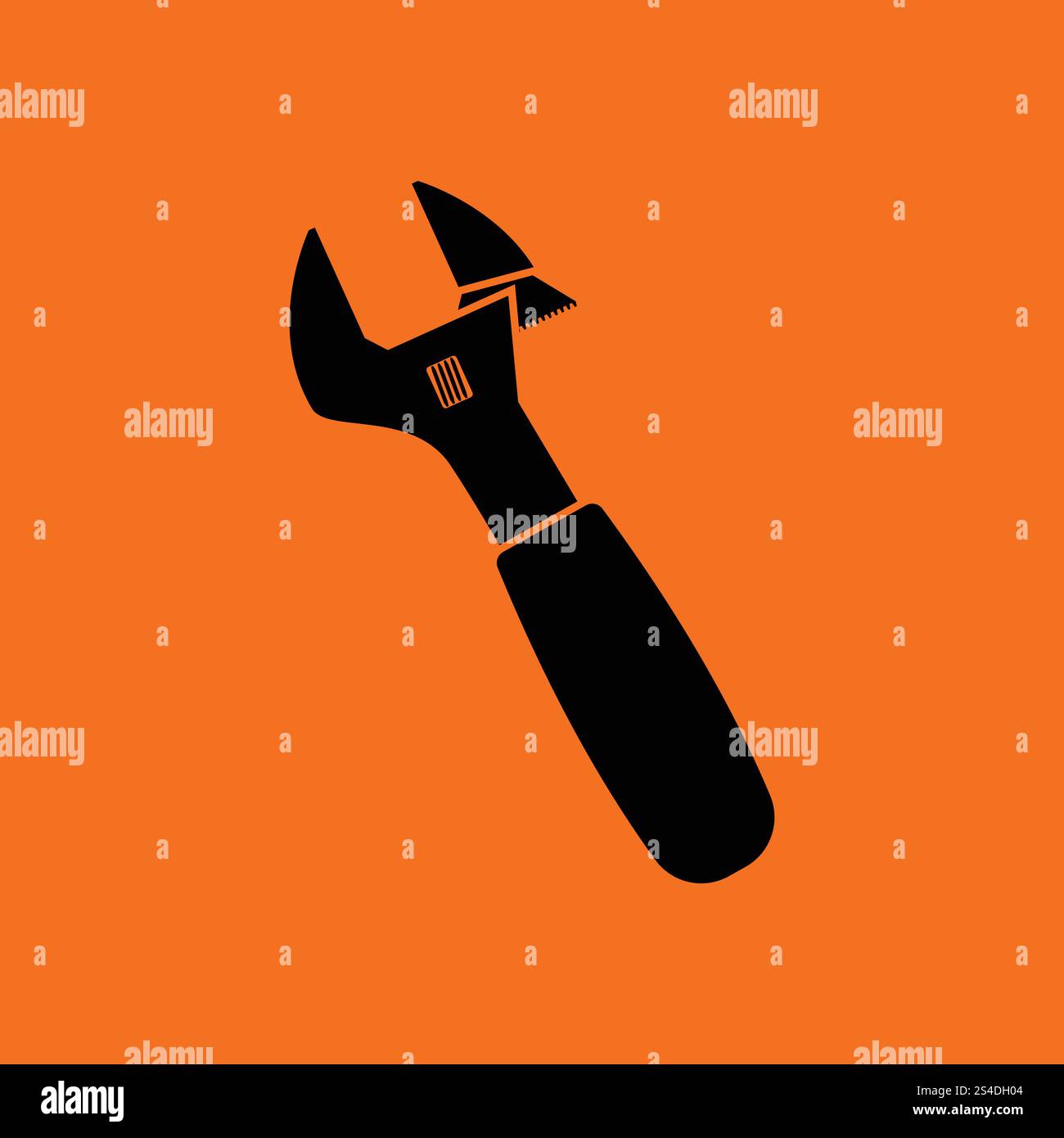 Adjustable wrench icon. Orange background with black. Vector ...