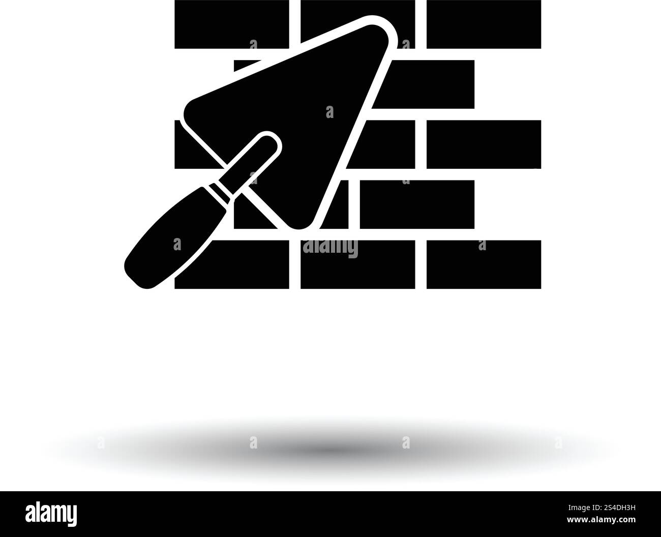 Icon of brick wall with trowel. White background with shadow design ...