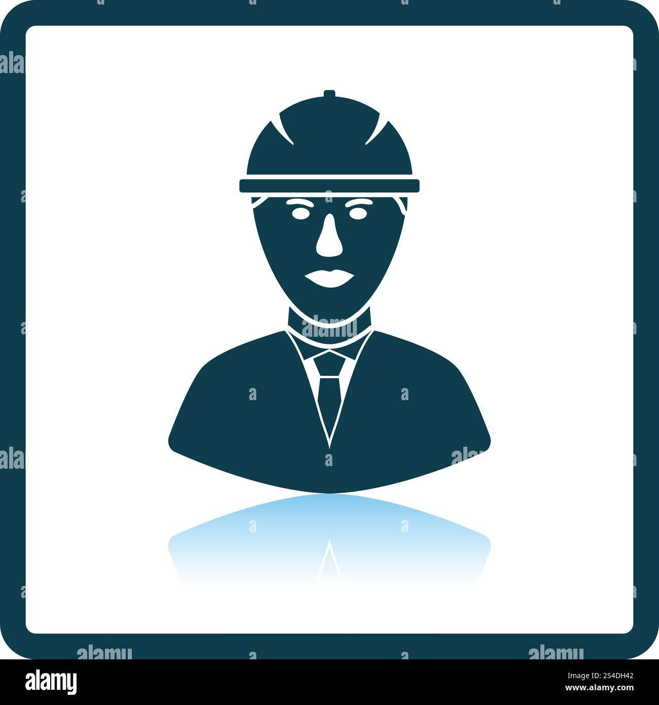 Icon of construction worker head in helmet. Shadow reflection design ...