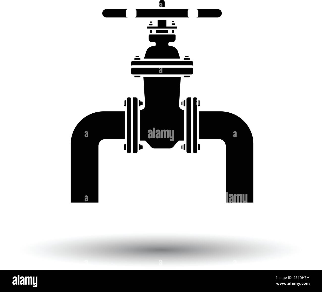 Icon of Pipe with valve. White background with shadow design. Vector ...