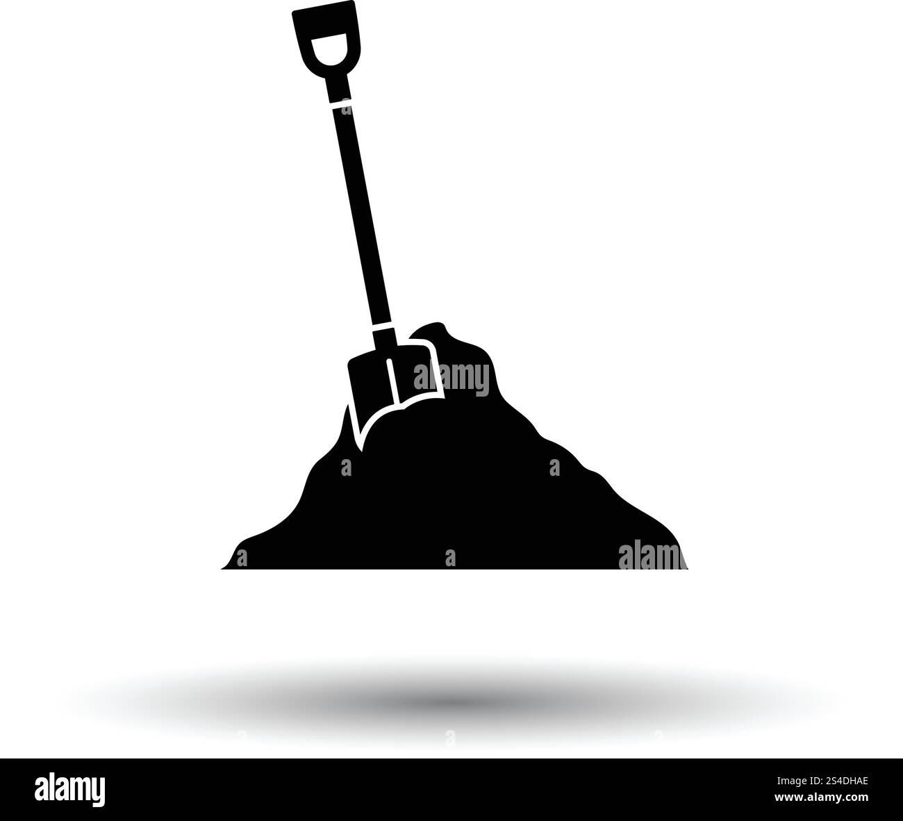 Icon of Construction shovel and sand. White background with shadow ...