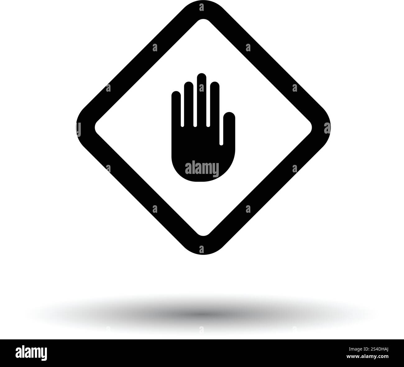 Icon of Warning hand. White background with shadow design. Vector ...