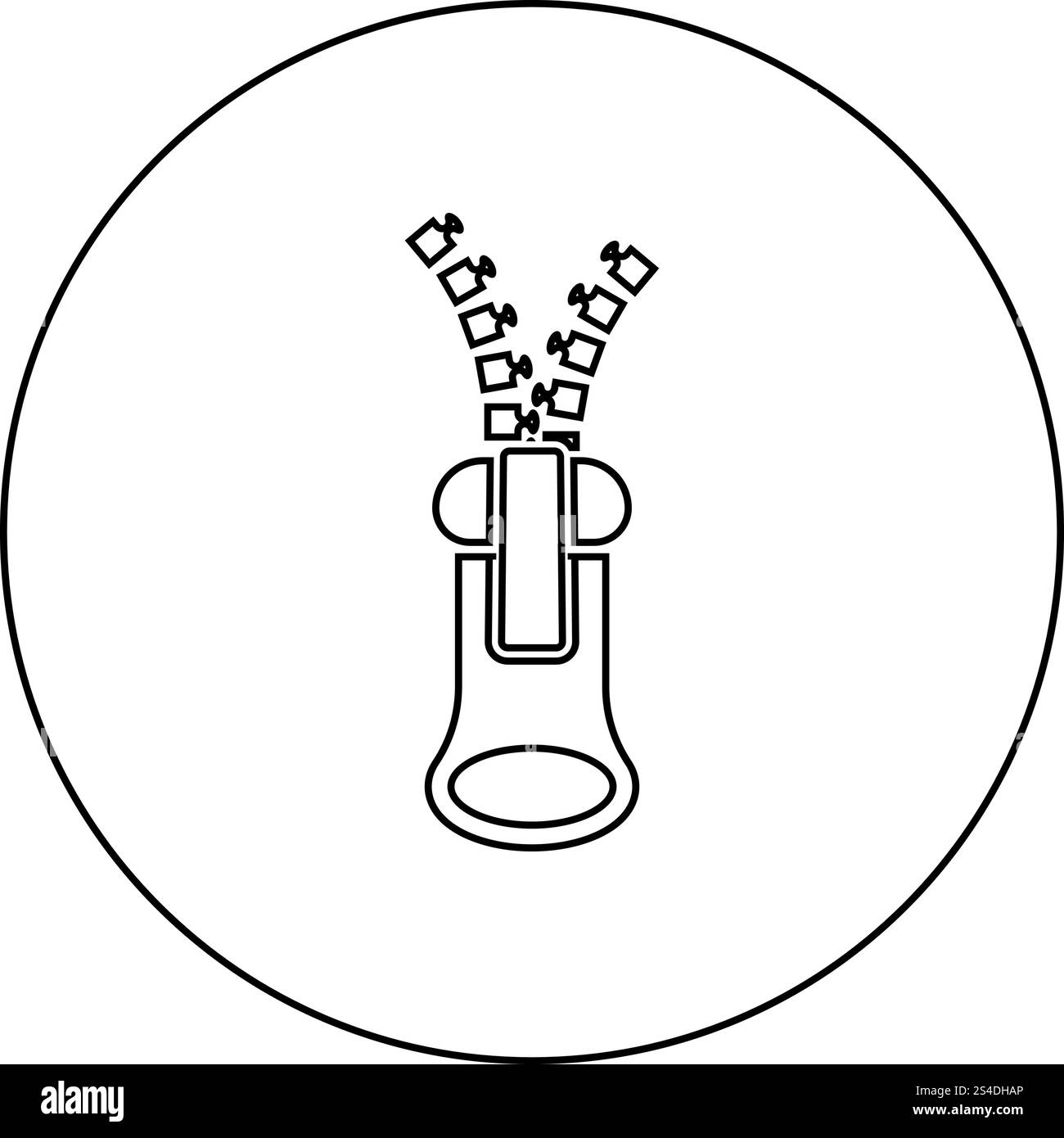 Tailor zipper icon black color in round circle outline vector ...