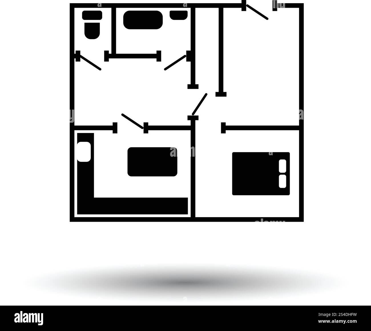 Icon of apartment plan. White background with shadow design. Vector ...