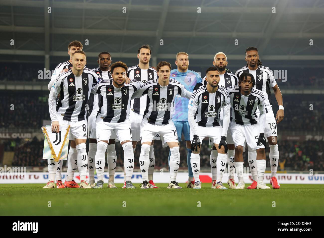 Turin, Italy, 11th January 2025. The Juventus starting eleven line up ...