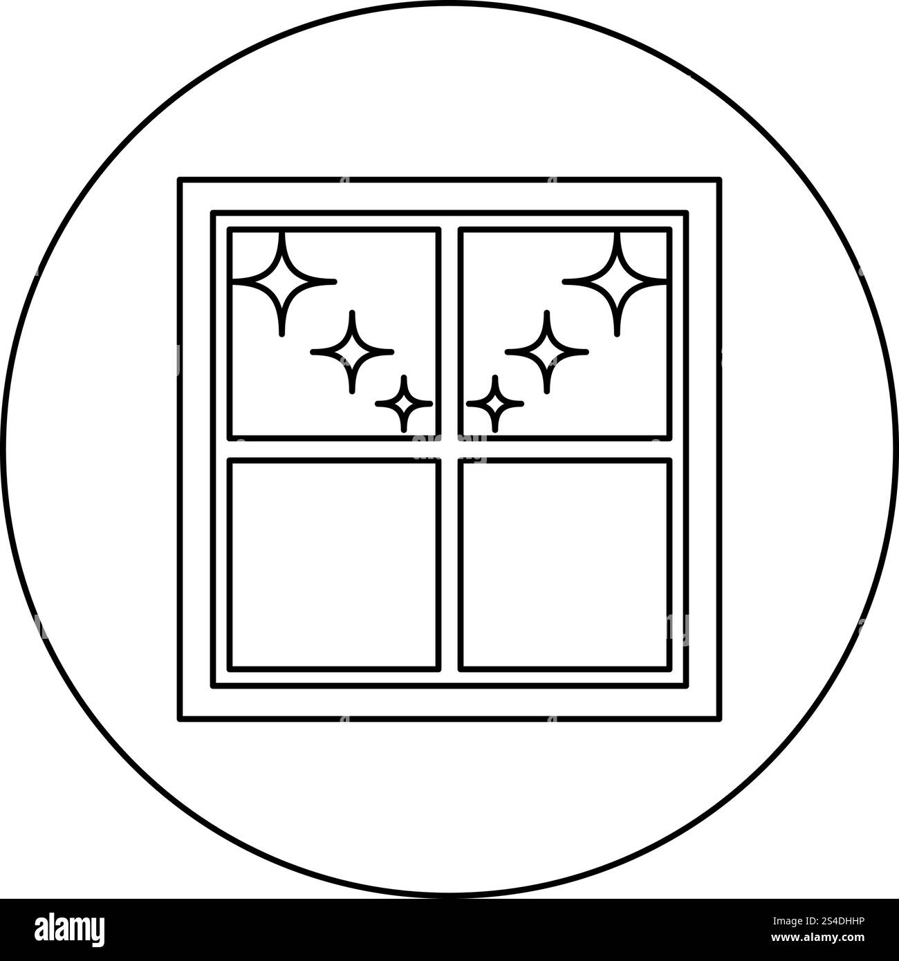 Window overlooking the night stars icon black color in round circle ...
