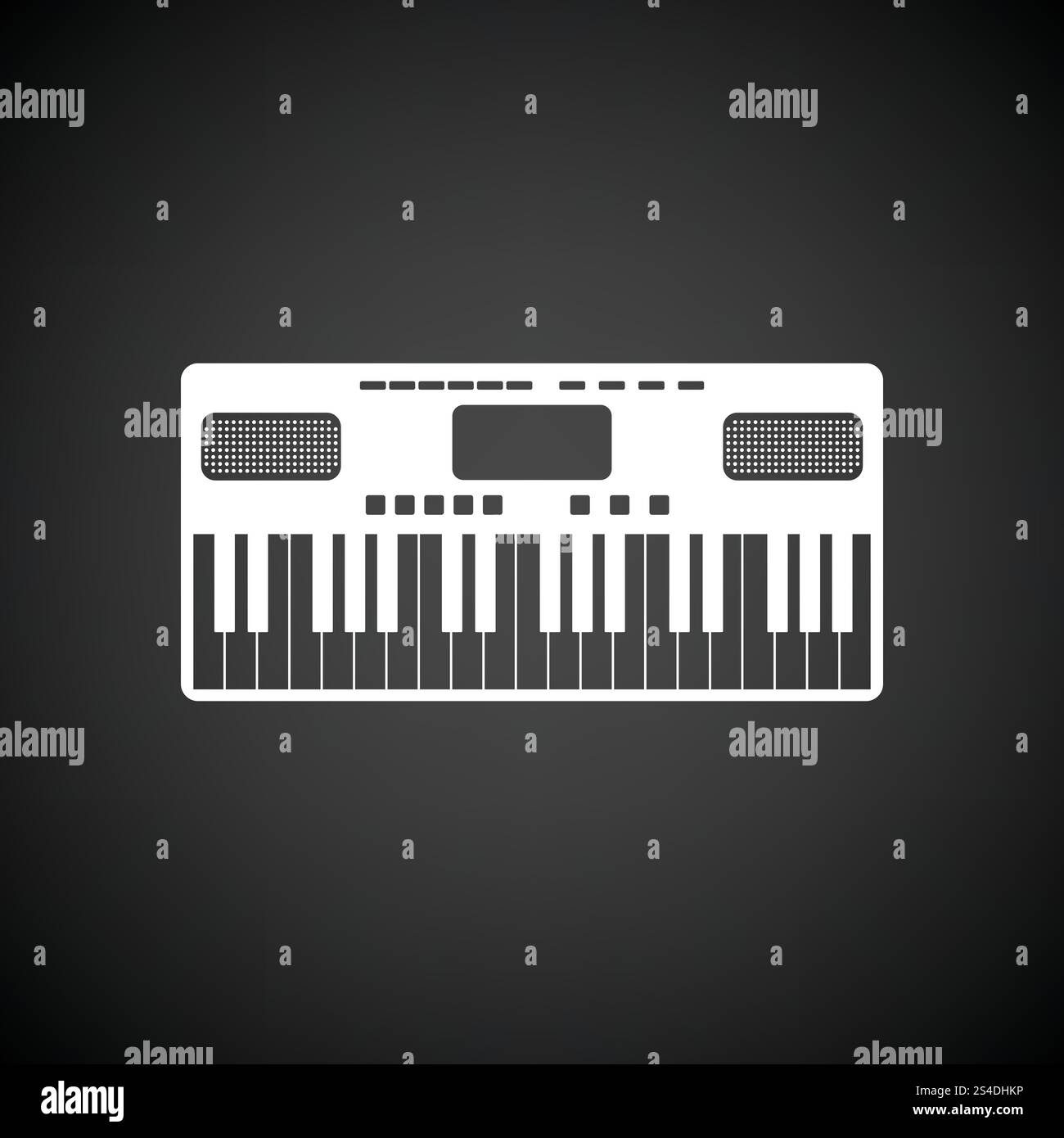 Music synthesizer icon. Black background with white. Vector ...