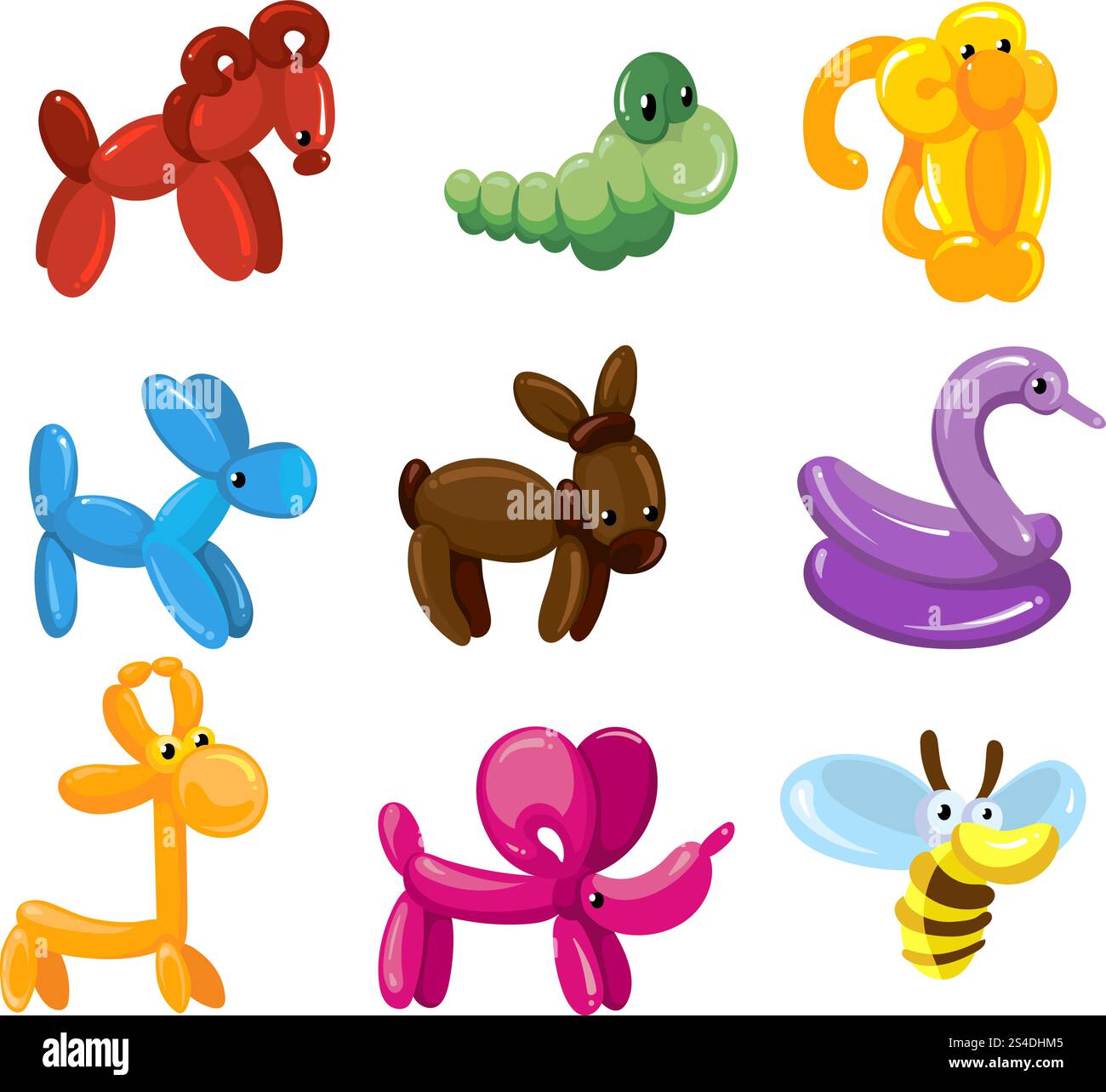 Vector balloon animals toys decoration for kids party. Balloon animal ...