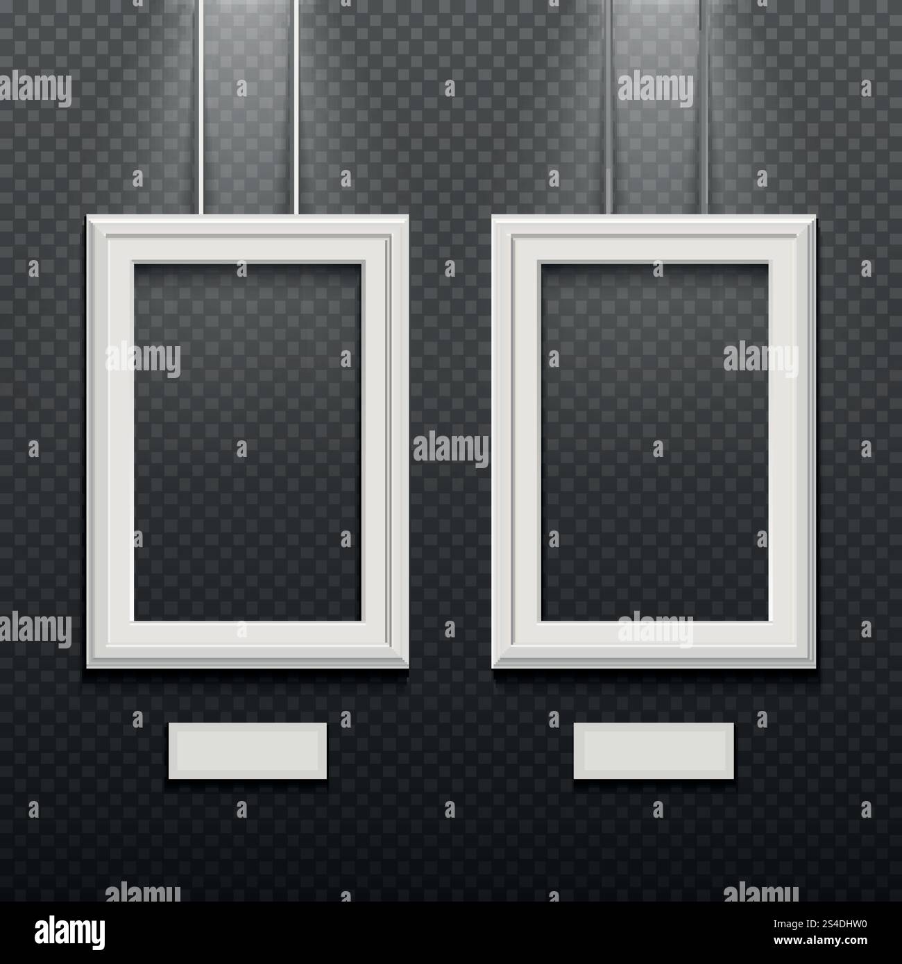 Empty white poster frames isolated on transparent checkered wall vector ...