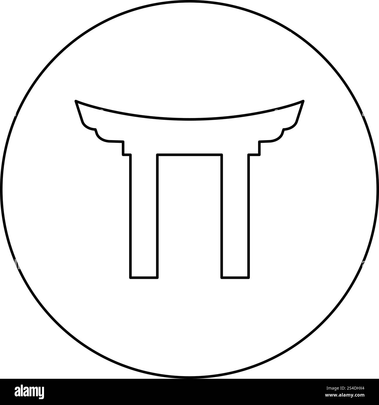 Chinese Gate icon black color in round circle outline vector ...