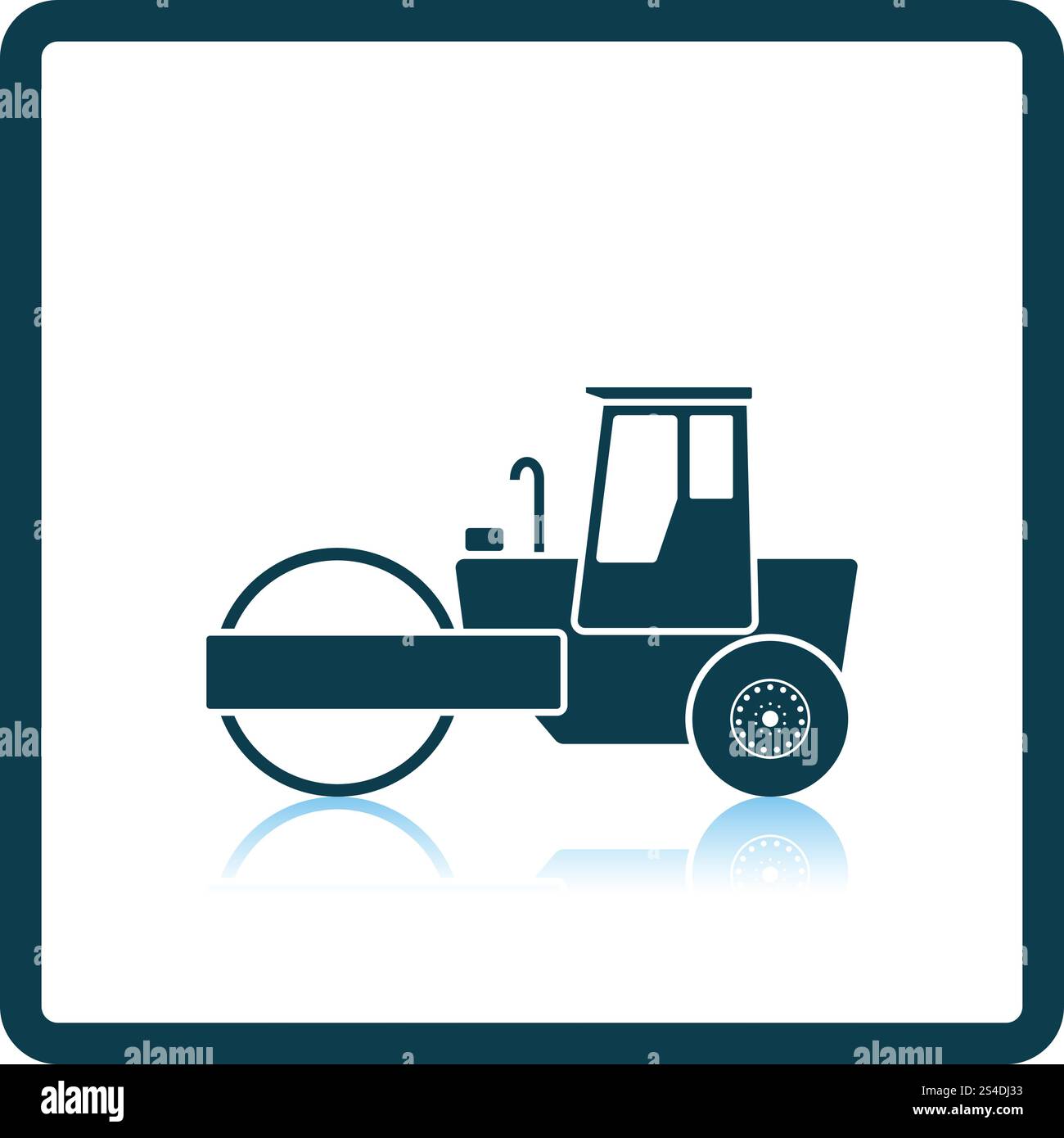 Icon of road roller. Shadow reflection design. Vector illustration ...