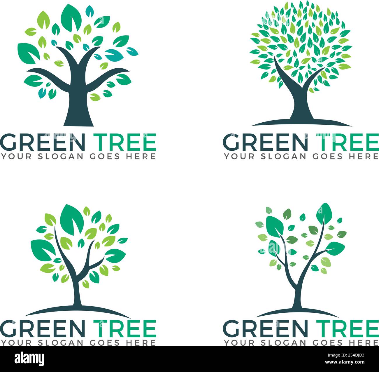 Abstract green trees set logo vector designs Stock Vector Image & Art ...