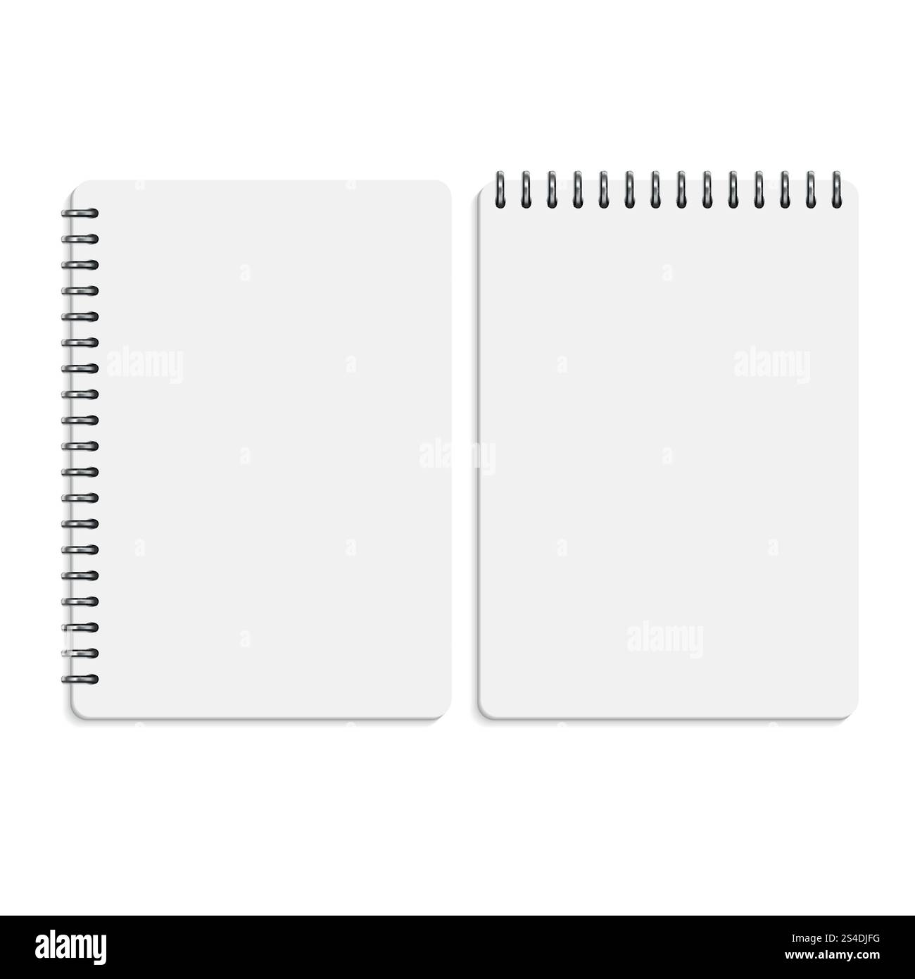 Paper blank notebooks, notepads isolated on white vector illustration ...