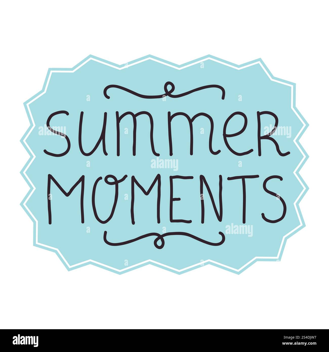 Cute hand drawn thin line lettering Summer Moments slogan, phrase with ...