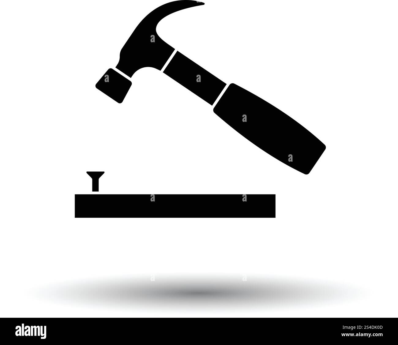 Icon of hammer beat to nail. White background with shadow design ...