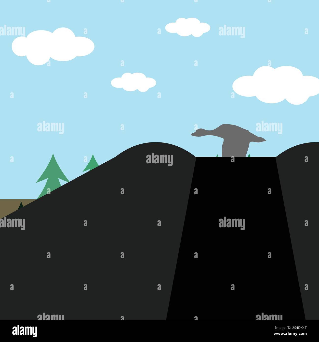 Flat design scene of hunting in fir forest. Vector illustration Stock ...