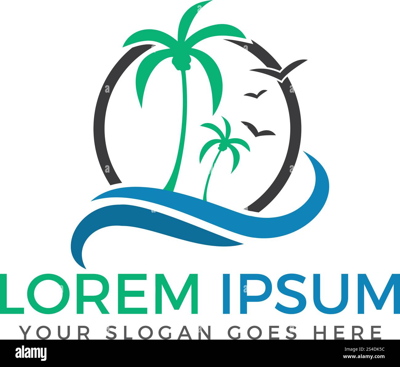 Beach and palm tree vector logo. Travel and tourism sign Stock Vector ...
