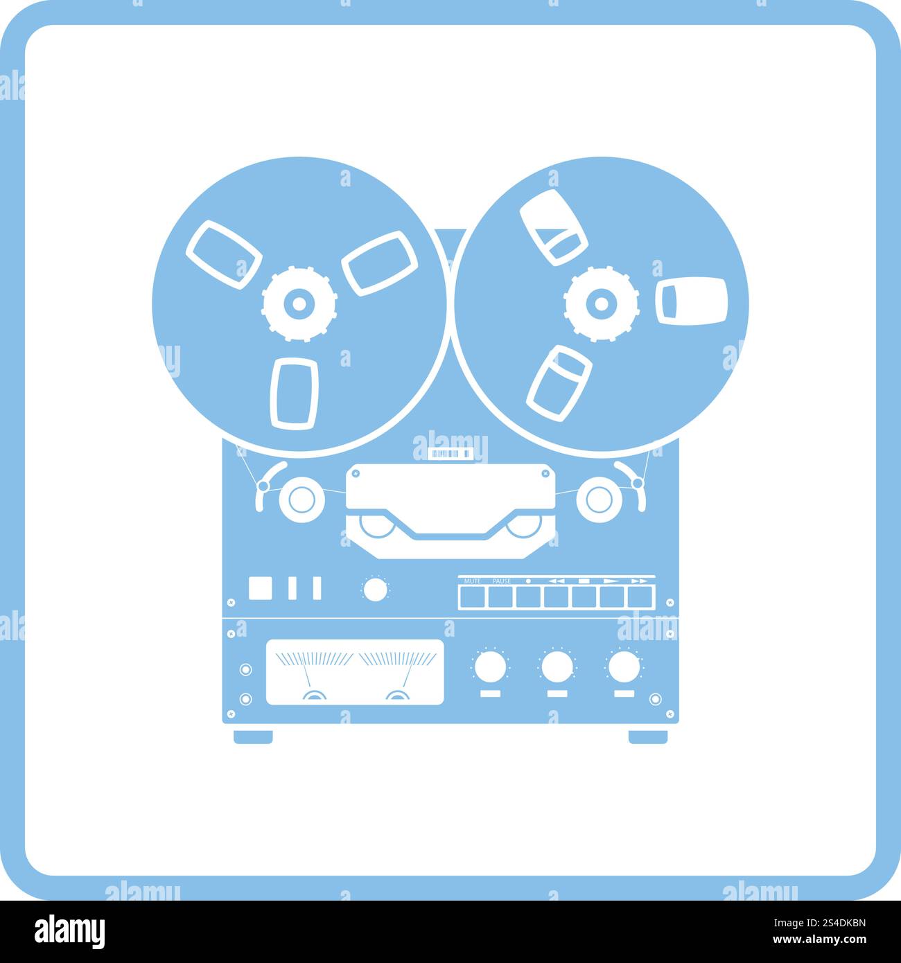 Reel tape recorder icon. Blue frame design. Vector illustration Stock ...