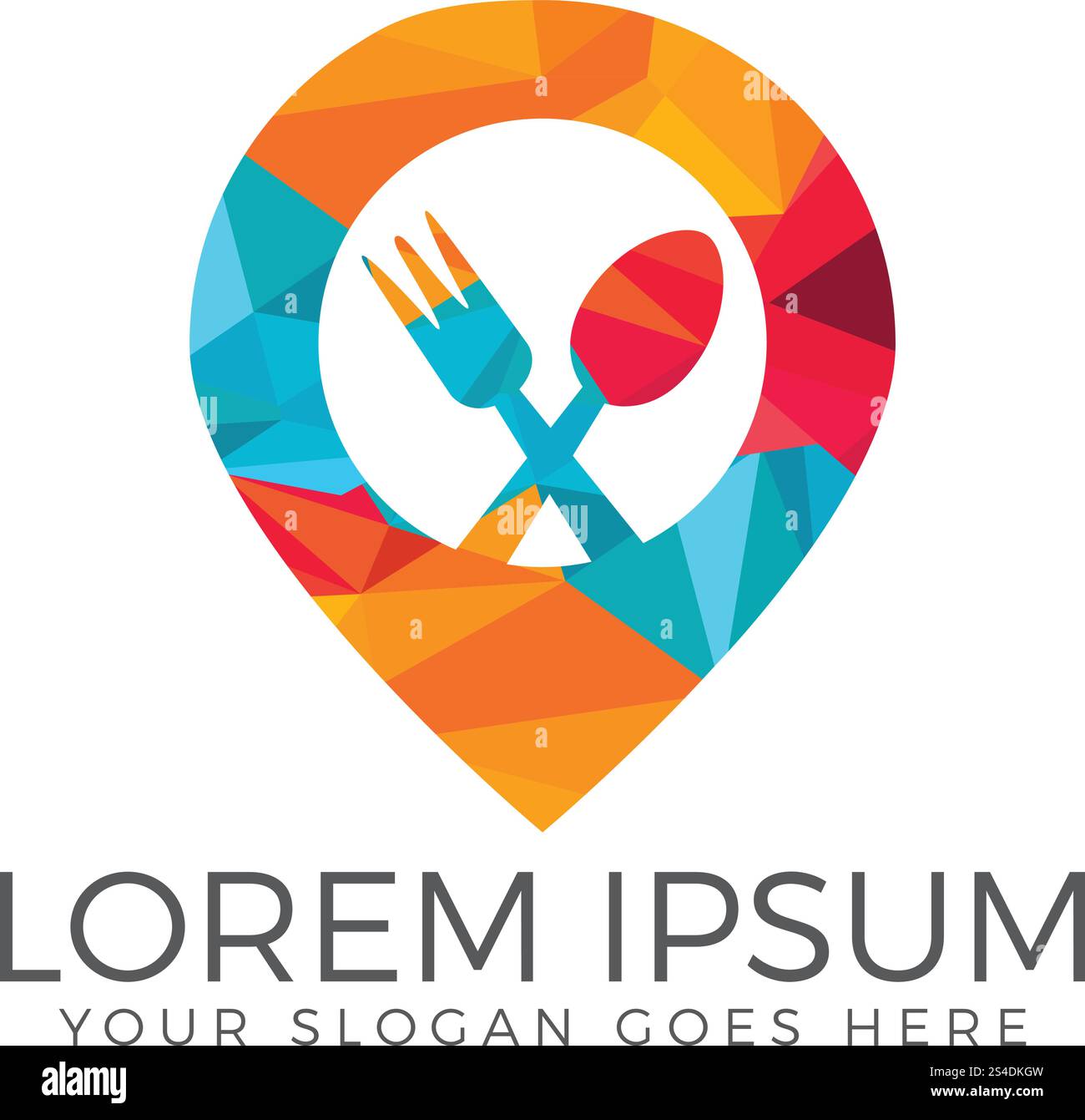Food point logo design. Spoon, fork and pin sign logo template Stock ...