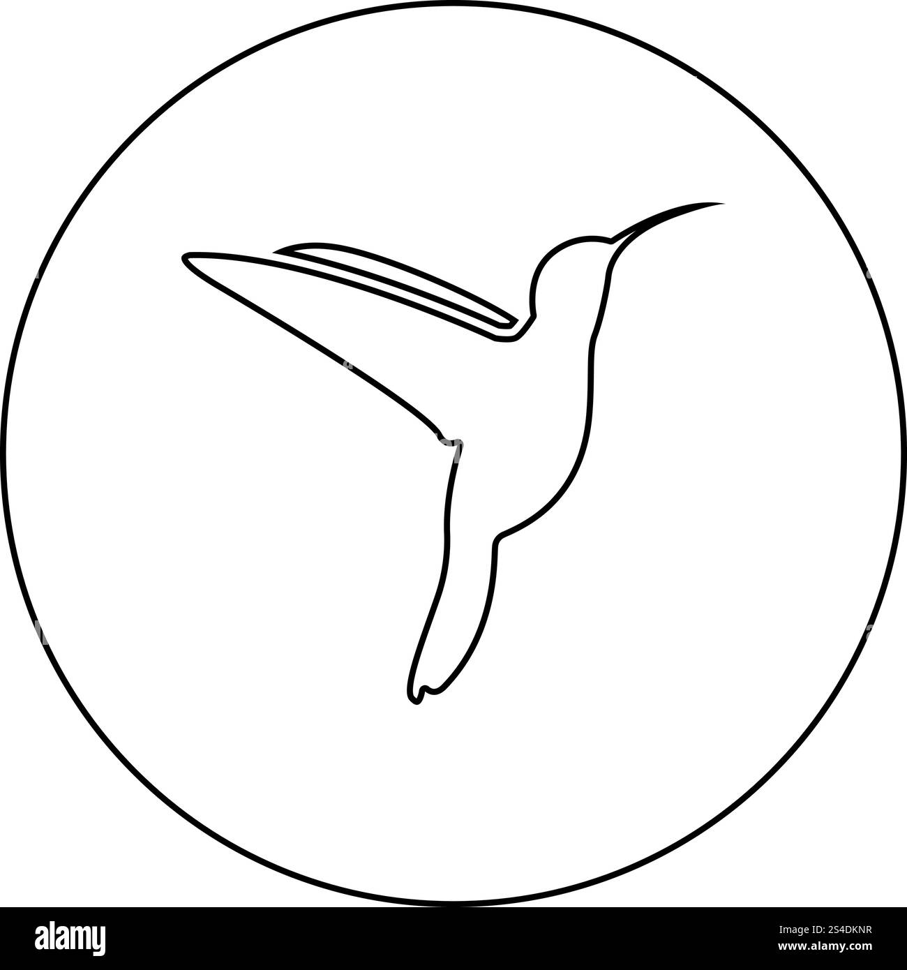 Hummingbird icon black color in round circle outline vector ...