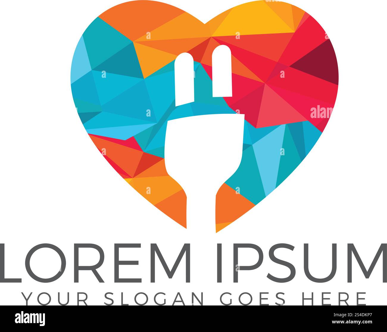 Electrical plug heart shape vector logo design. Power energy symbol ...