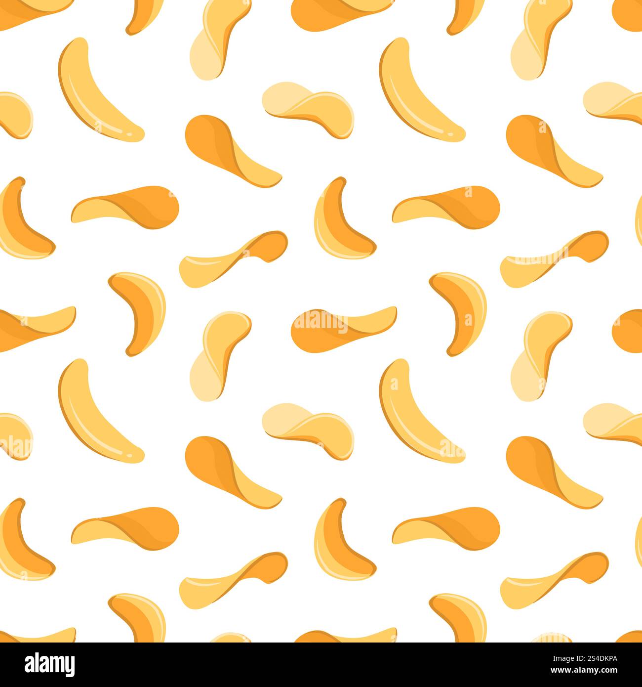 Salty crispy potato chips snacks vector seamless background. Vintage ...