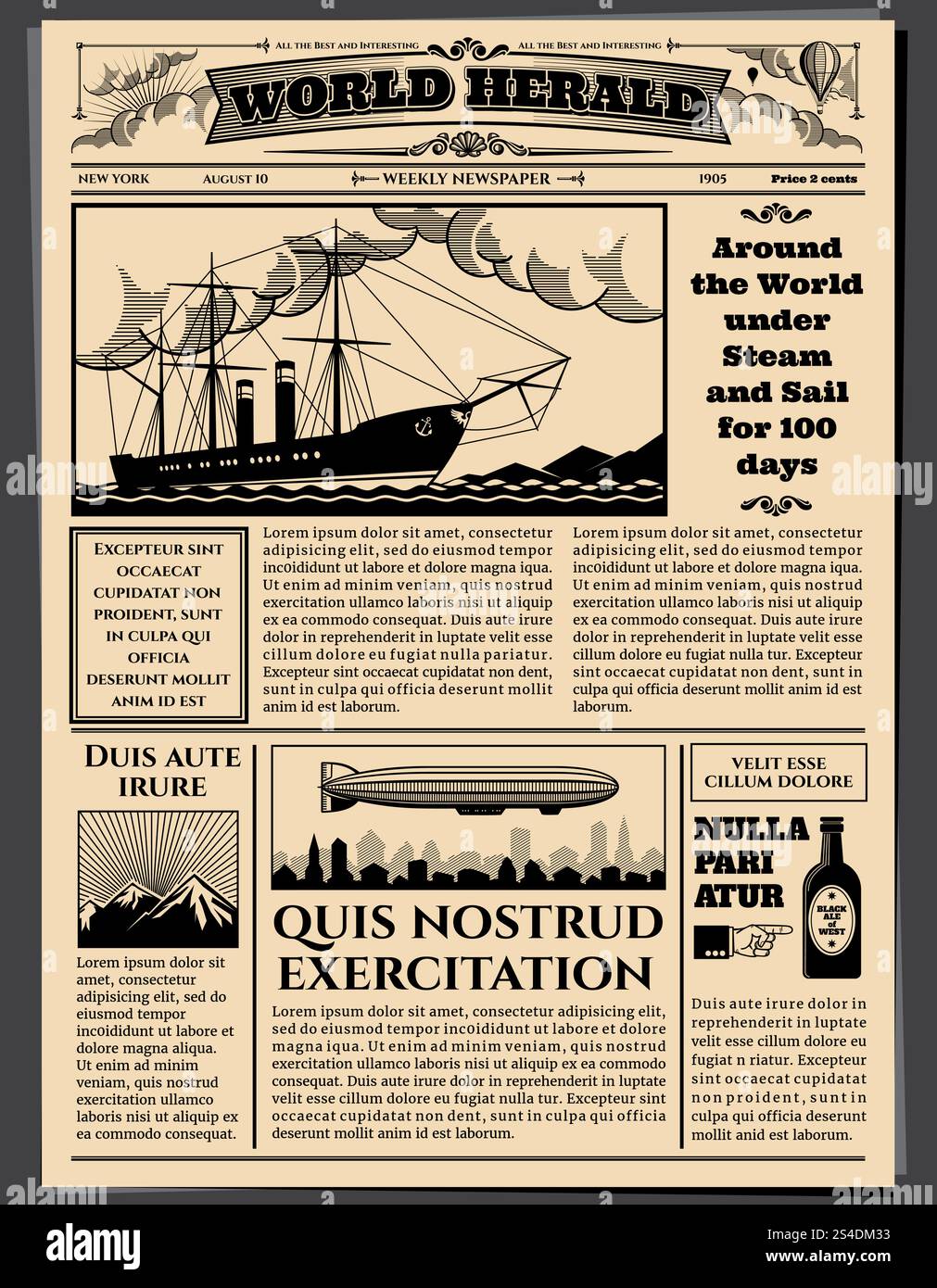 Old dirty sheets newsprint vector mockup retro hi-res stock photography ...