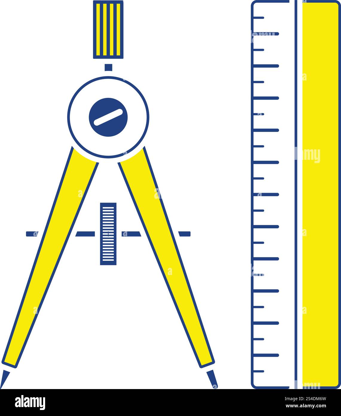 Flat design icon of Compasses and scale iin ui colors. Thin line design ...