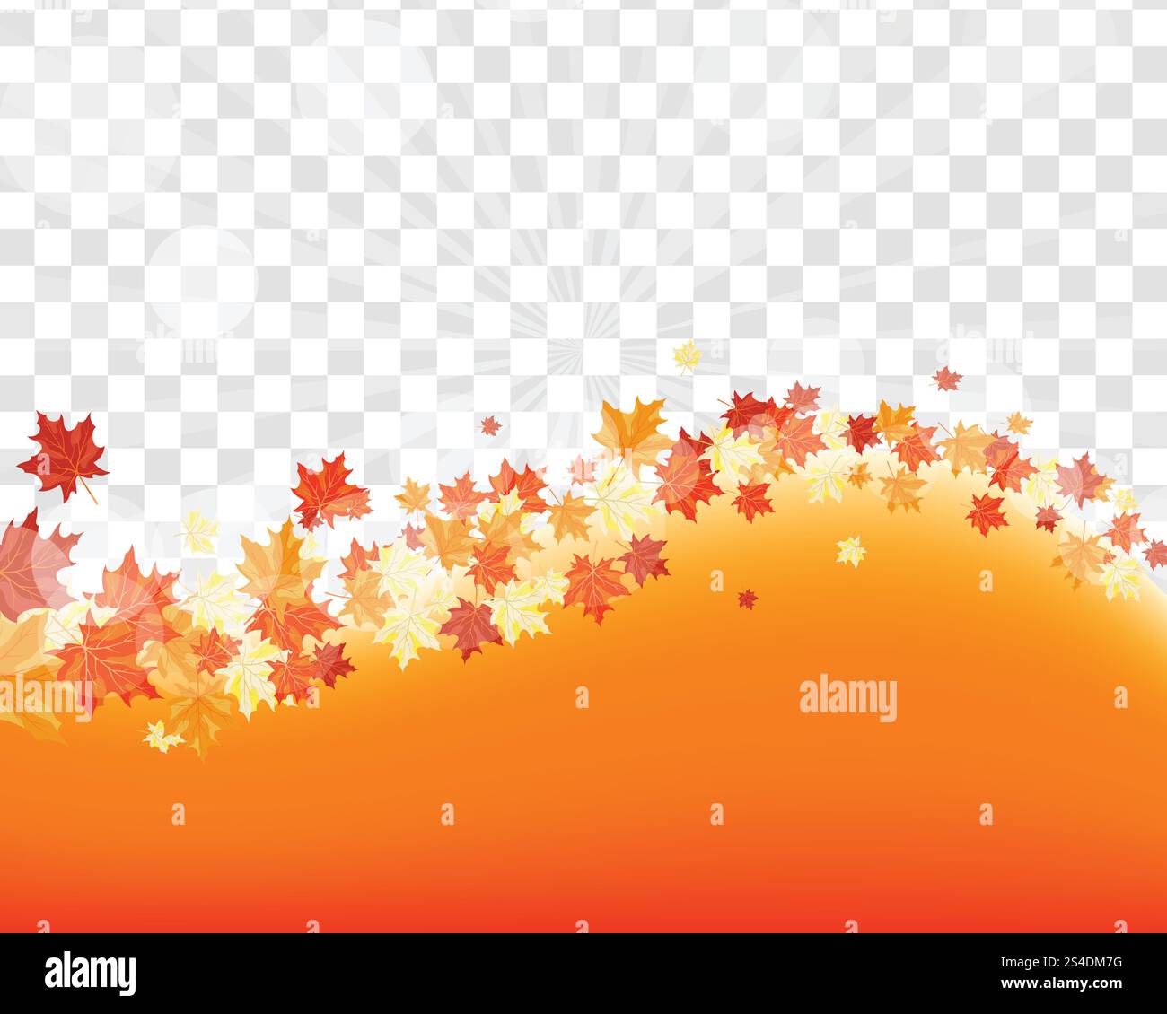 Autumn Frame With Falling Maple Leaves on transparency (alpha) grid ...
