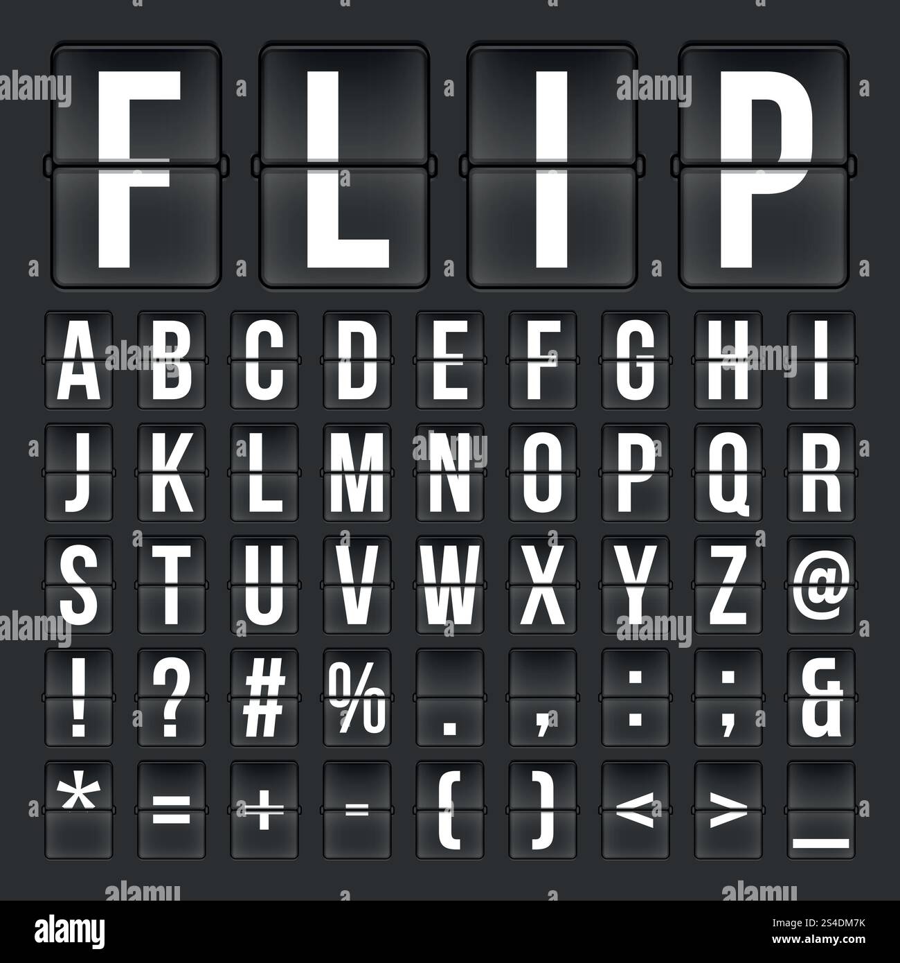 Flip countdown digital calendar clock numbers and letters. vector ...