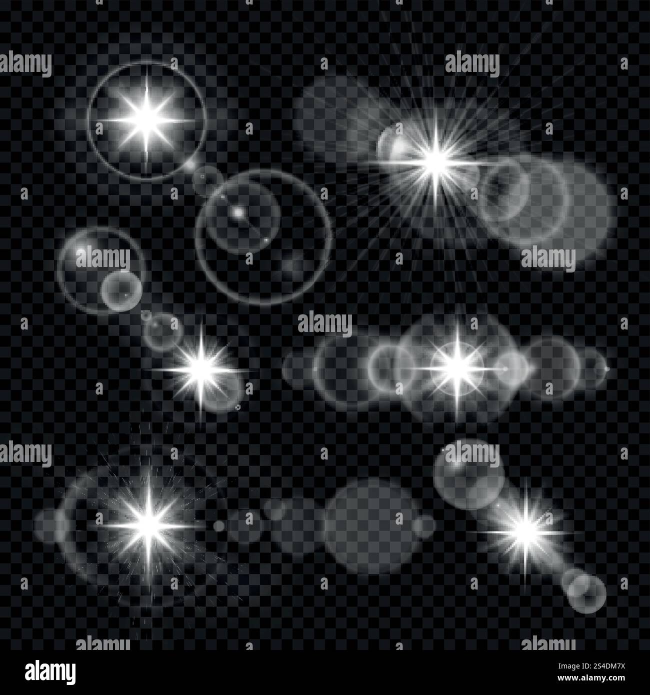 Lens flare sunlight vector effects set. Glitter shine lens ...
