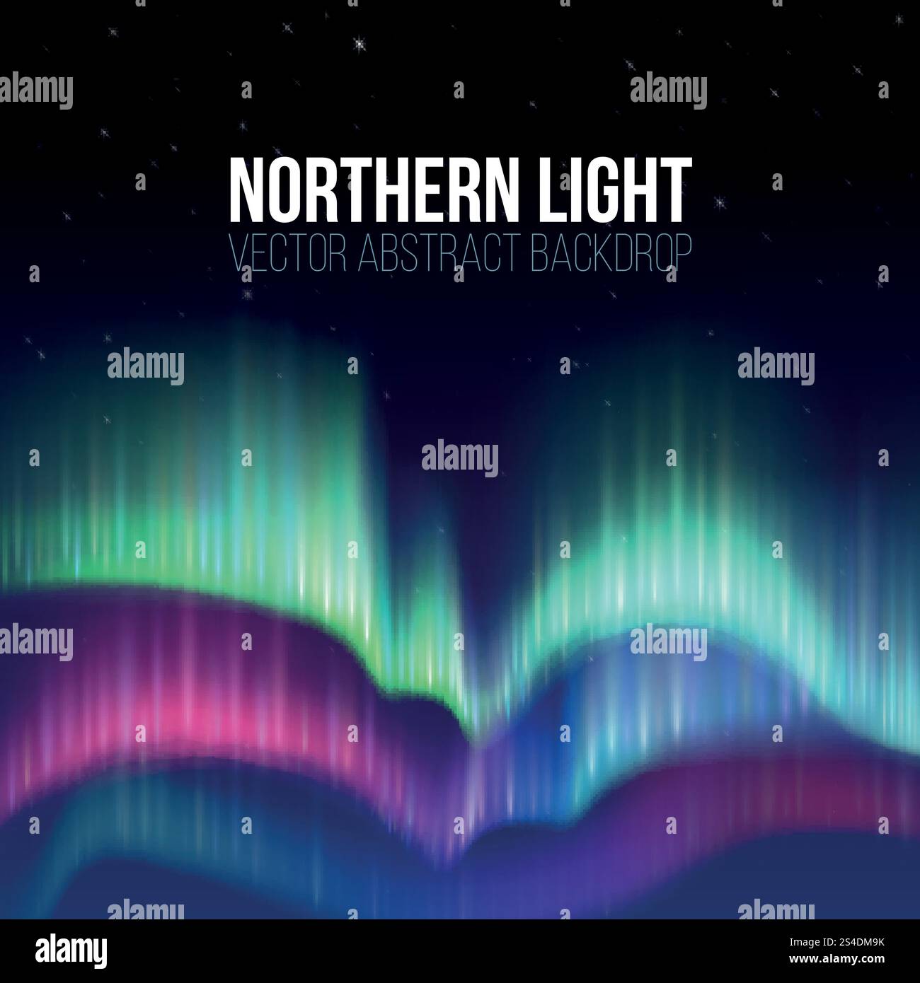 Winter sky with polar lights vector background. Nature phenomenon ...