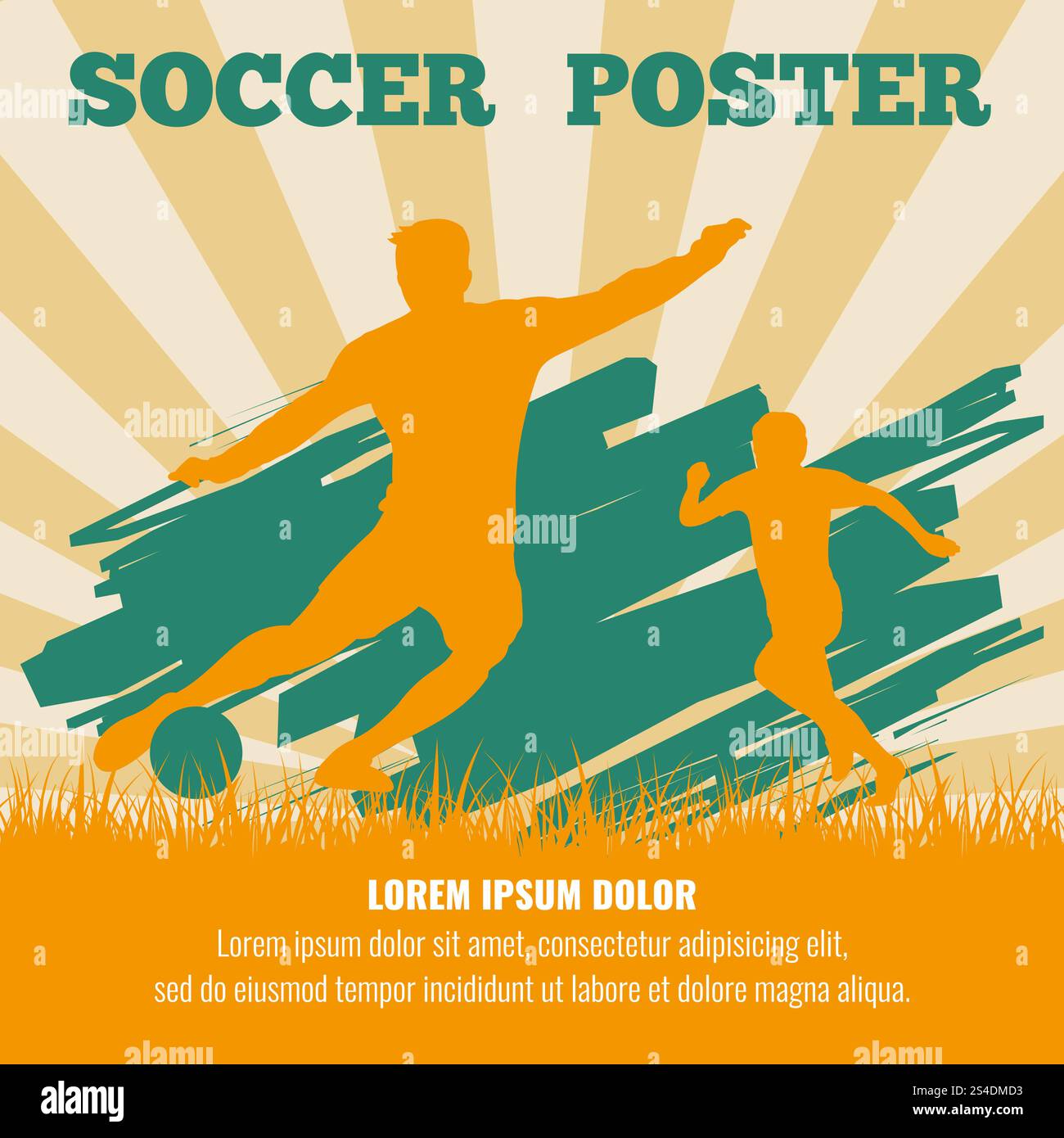 Soccer players vector poster template. Illustration of sport football ...