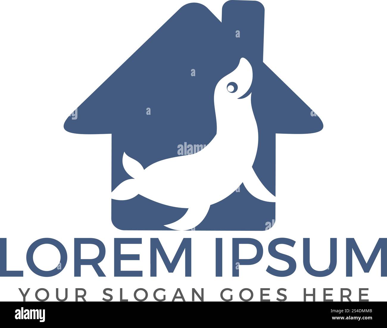 Sea lion logo design. Seal animal logo. Home shaped sign Stock Vector ...